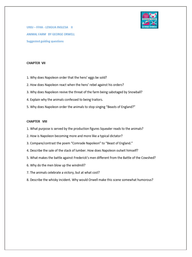 Animal Farm Chapters 7 and 8 | PDF