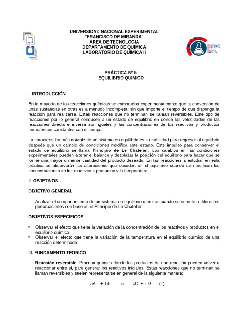 Practica 5 Eq | PDF | Equilibrio químico | Química