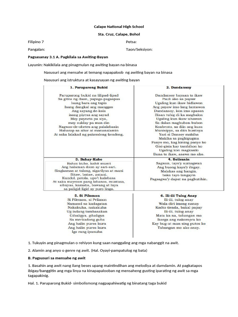 Filipino Answer Sheet | PDF