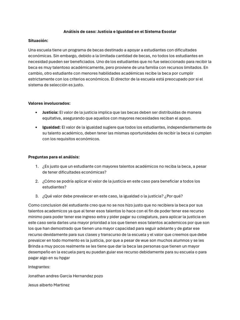 Análisis de Caso Beca Jonathan Andres Garcia Hernandez Pozo | PDF