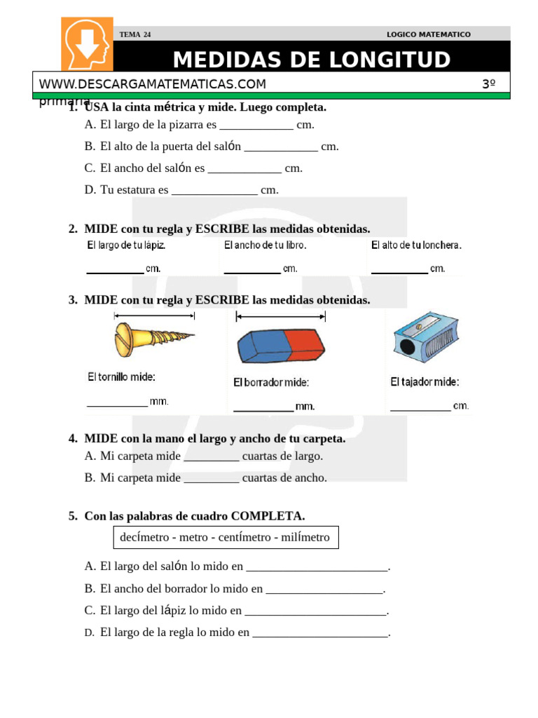 24-MEDIDAS-DE-LONGITUD-TERCERO-DE-PRIMARIA | PDF | Longitud