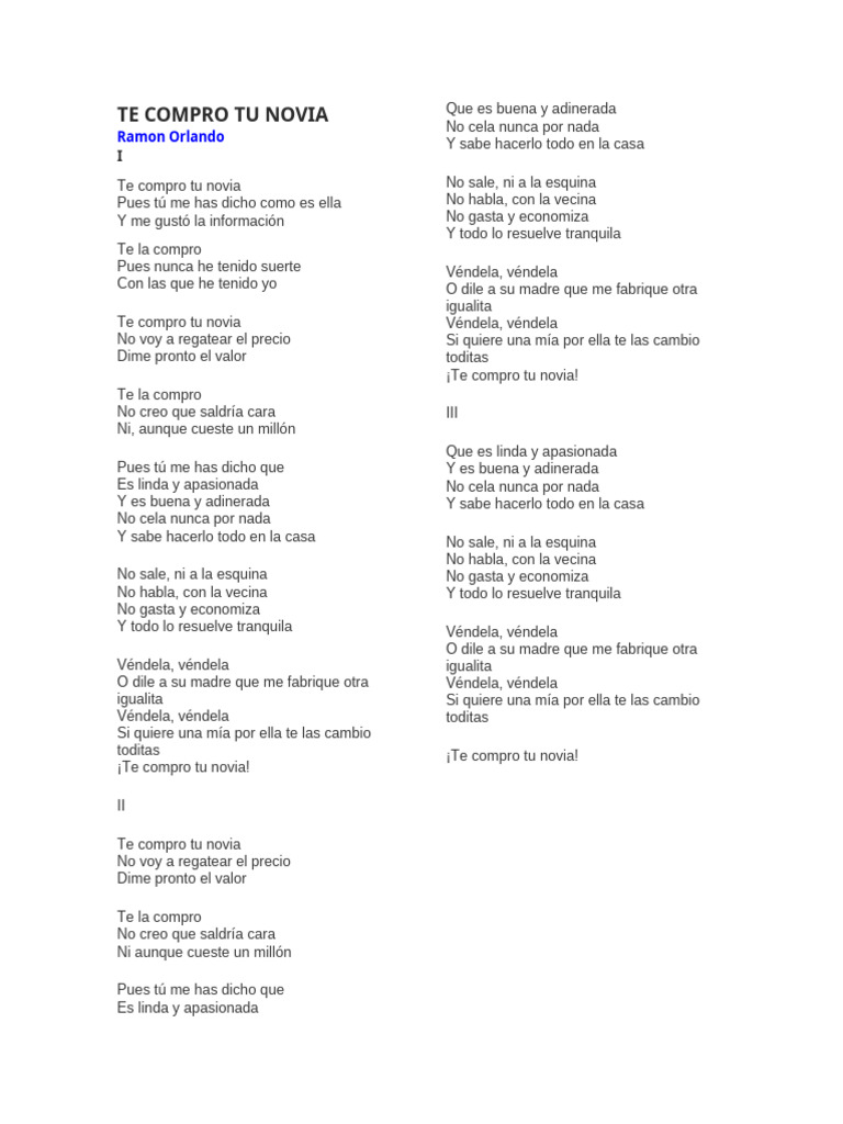 Te compro tu novia: una sátira divertida | PDF