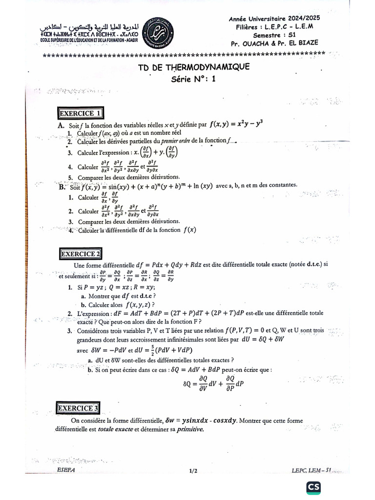 TD1 Thermo | PDF