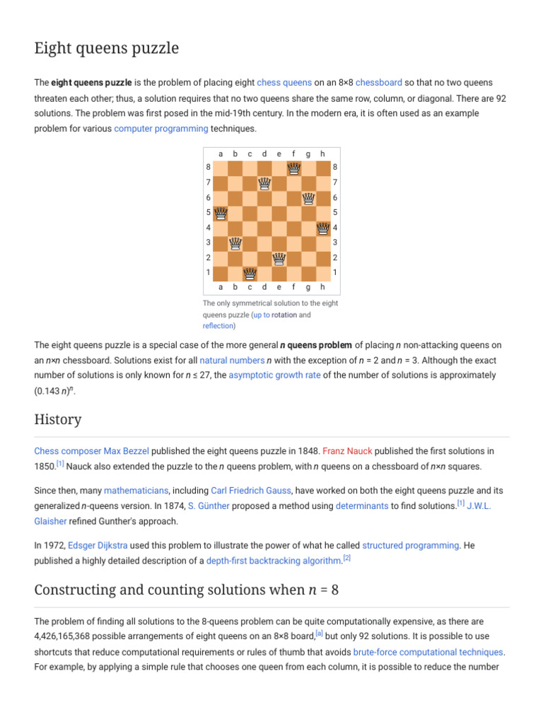 Eight Queens Puzzle - 2a | PDF | Mathematics | Theoretical Computer Science