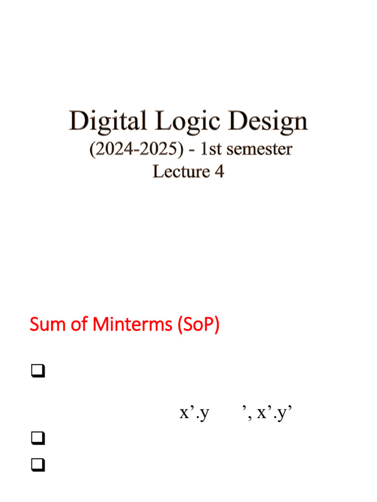 Lecture 4 2024 | PDF | Boolean Algebra | Teaching Mathematics