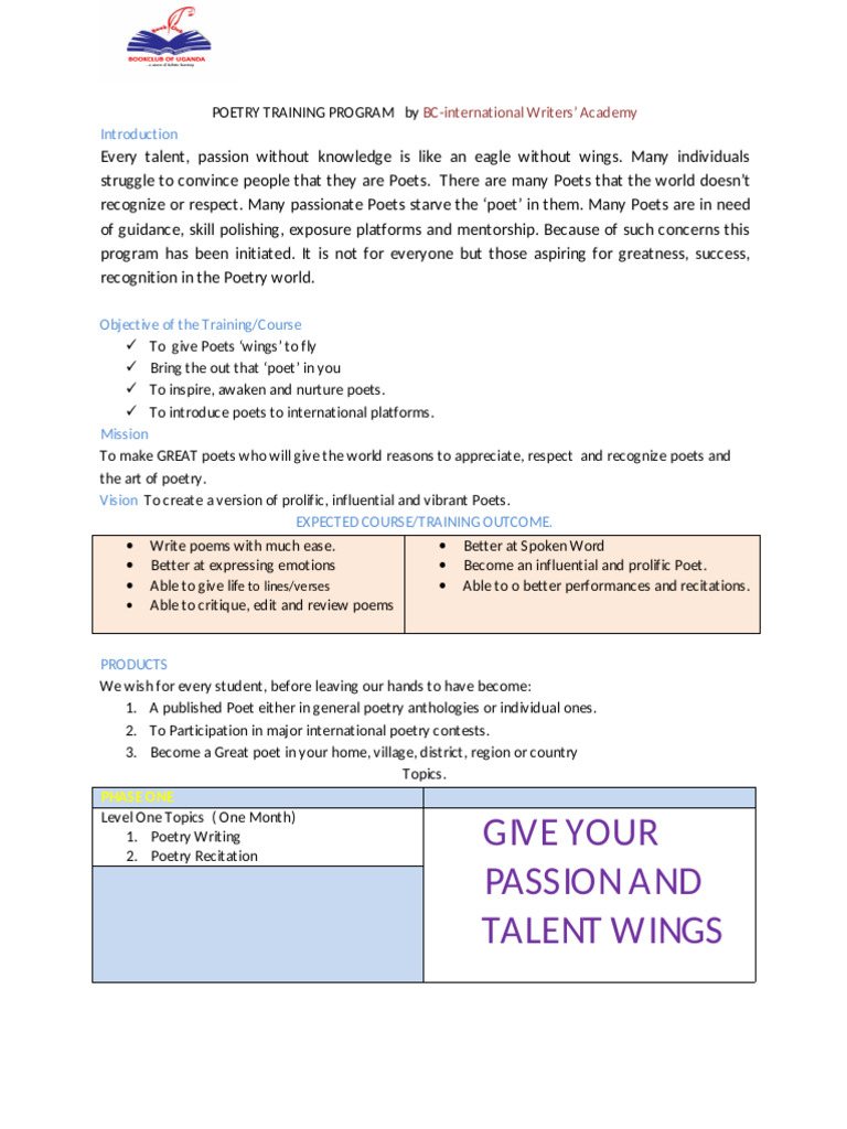 Poetry Training 2021 | PDF