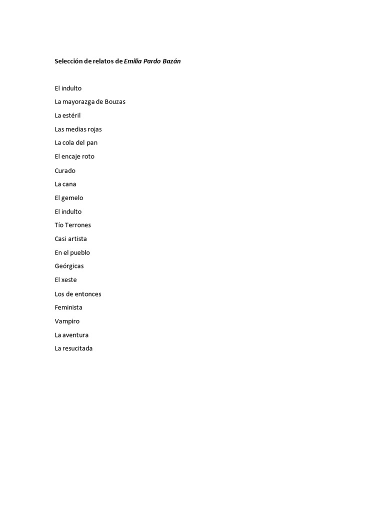 Lectura Obligatoria 1 Eval.-Relatos de Emilia Pardo Bazán | PDF | Poesía