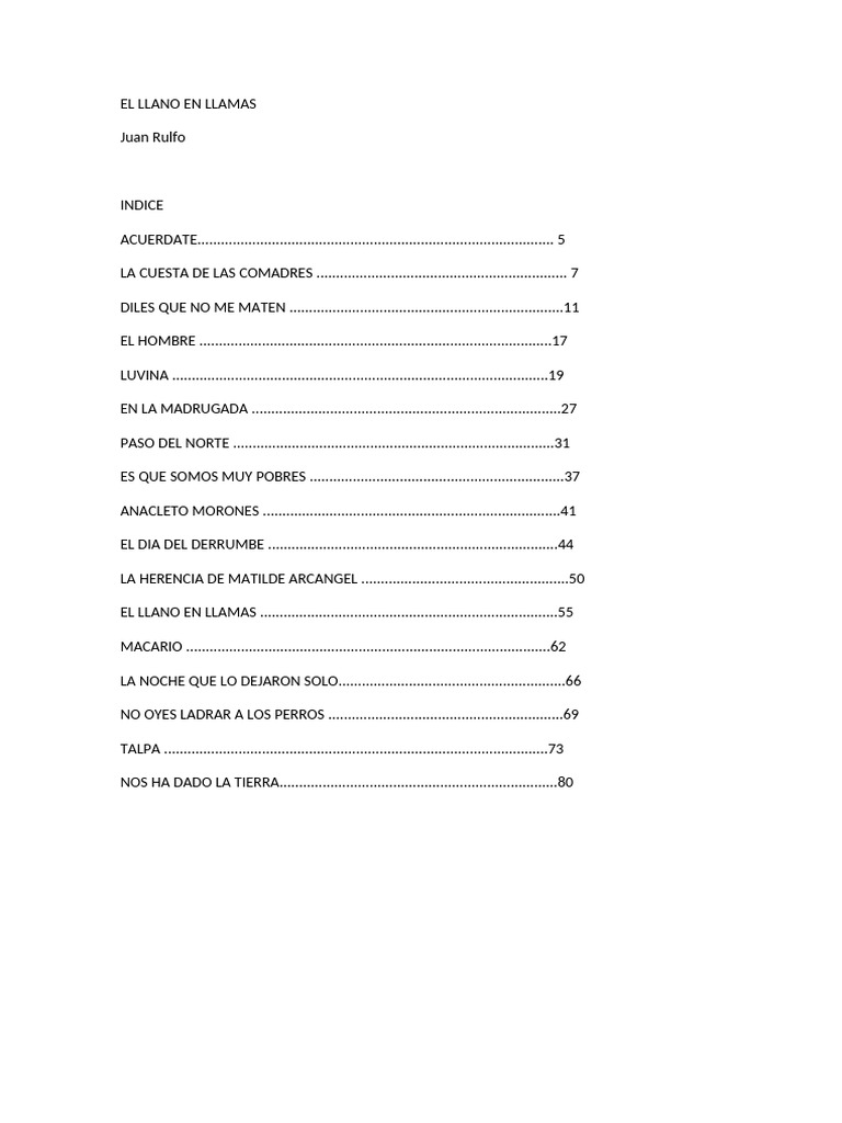 El Llano en Llamas | PDF