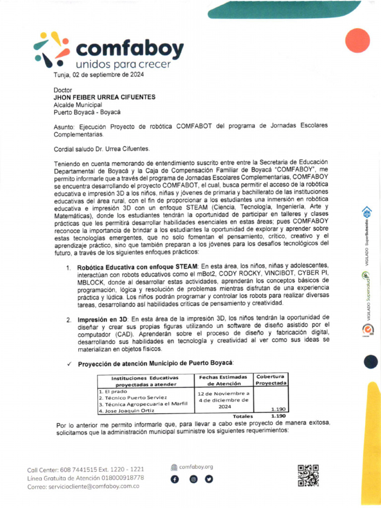 INVITACION ROBOTICA MPIO PUERTO BOYACA | PDF | Robótica | Ingeniería