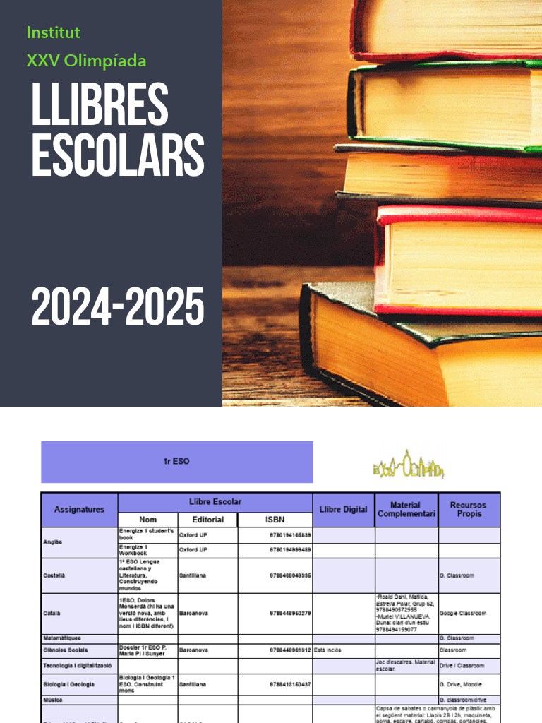 Llibres escolars 2024-2025 | PDF
