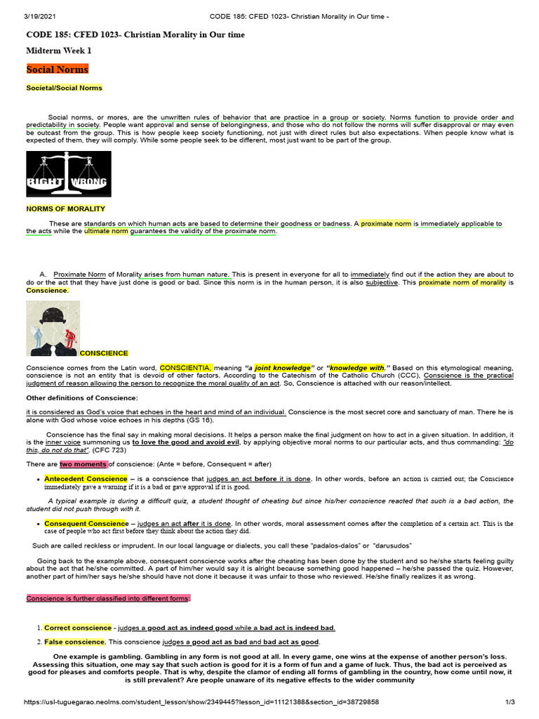 Cfed (Pre Final) | PDF | Ten Commandments | Conscience