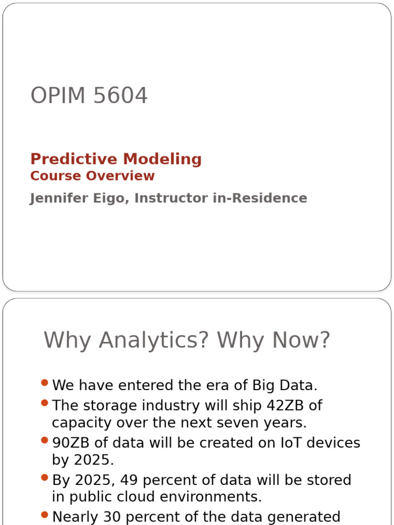 OPIM 5604 Introduction | PDF | Analytics | Data