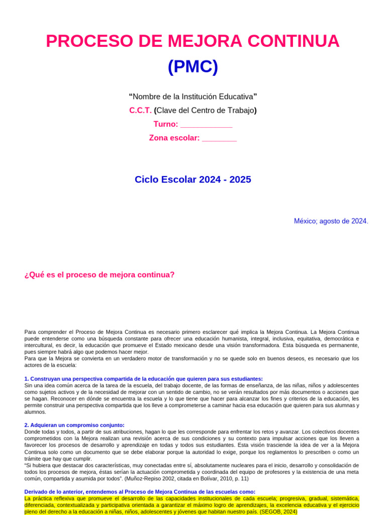 PMC y Diagnóstico - Desarrollado (2024 - 2025) | PDF | Evaluación | Planificación