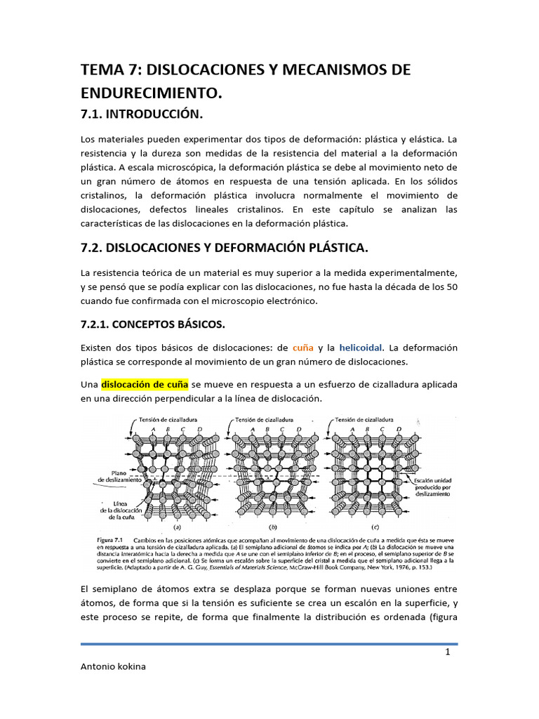 Wuolah-Tema 7 Dislocaciones y Mecanismo de Endurecimiento. | PDF ...