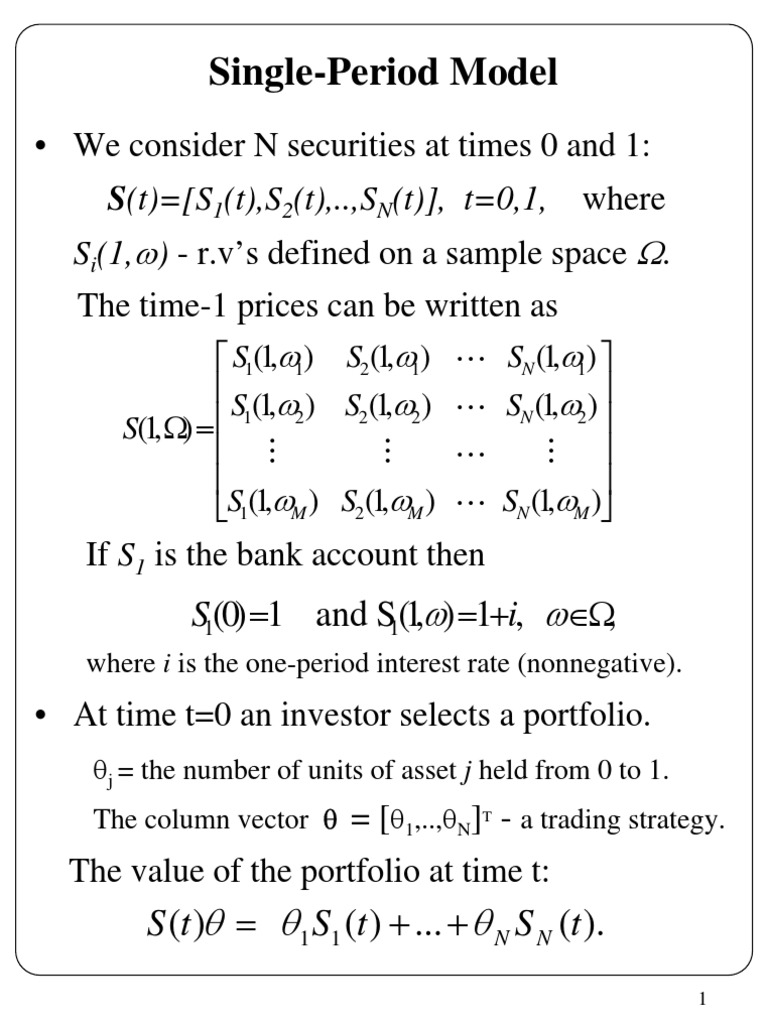 Lecture 2 - Discrete Models 1 | PDF | Arbitrage | Applied Mathematics