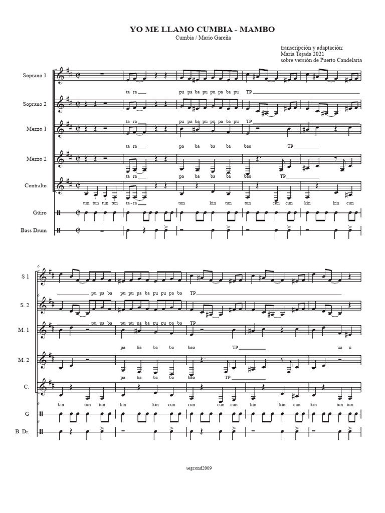 YO ME LLAMO CUMBIA - SOLO MAMBO - BM - María - Score (37676) | PDF