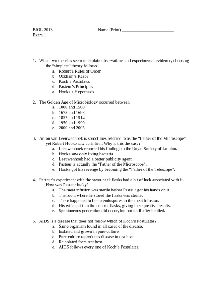 Previous Exam 1 with Answer Key - 4 | PDF | Bacteria | Cell (Biology)