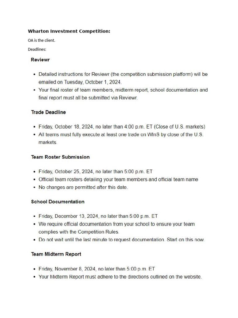 Wharton Investment Competition | PDF