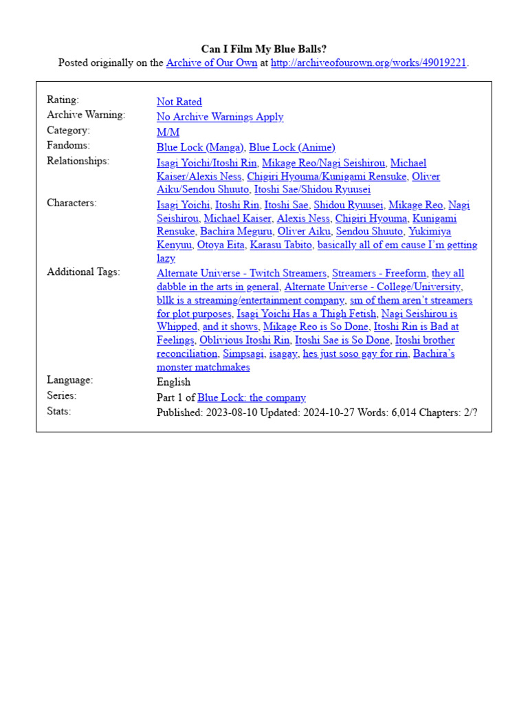 Can I Film My Blue Balls | PDF