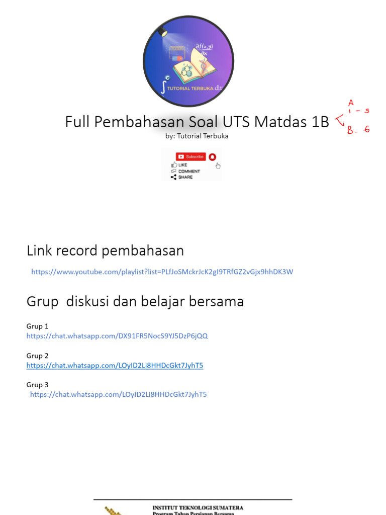 Tutorial Terbuka Matdas 1b Pembahasan Soal Uts 2023 Pdf Komputer