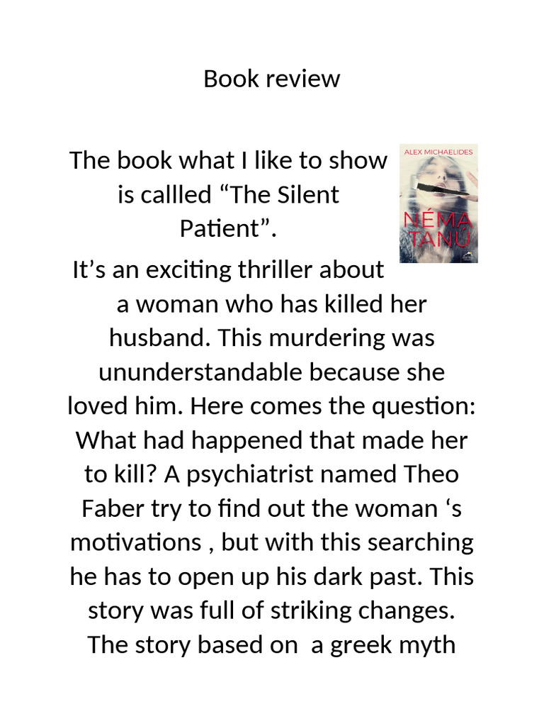Thrilling Mystery: The Silent Patient | PDF | Mystery, Thriller & Crime ...