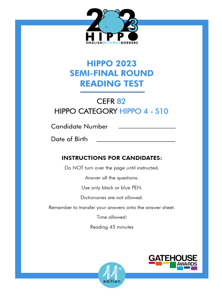 HIPPO 2023 Semi-final Instructions | PDF | Eleanor Roosevelt | Cheese