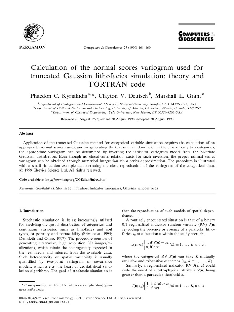 Normal Score Variogram GTSIM | PDF | Normal Distribution | Simulation
