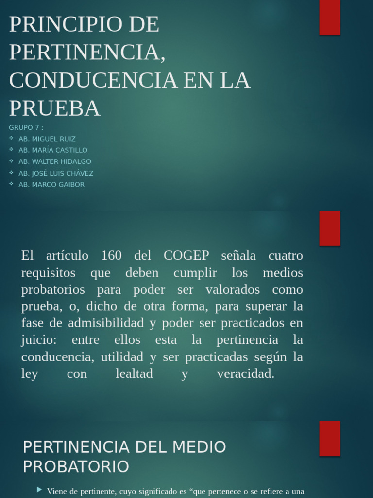 Pertinencia y Conducencia en Pruebas | PDF