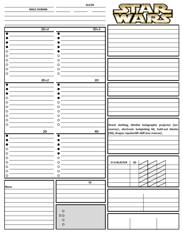 Star Wars d6 Slicer Character Sheet | PDF