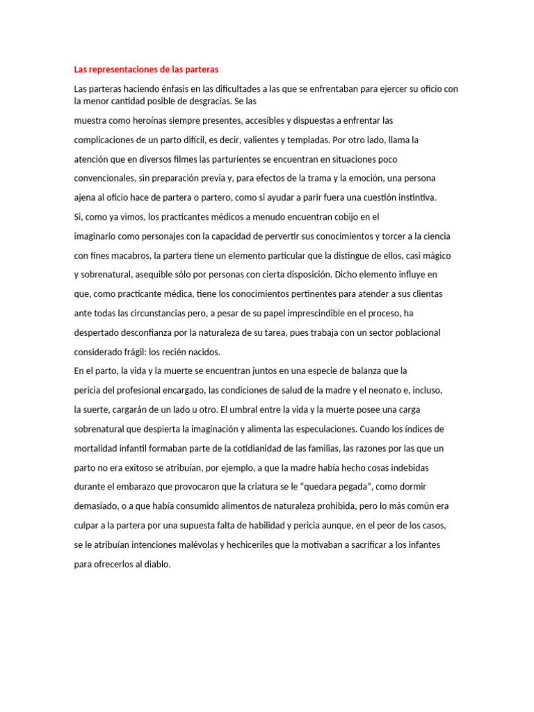 Las Representaciones de Las Parteras | PDF | Partería | Parto