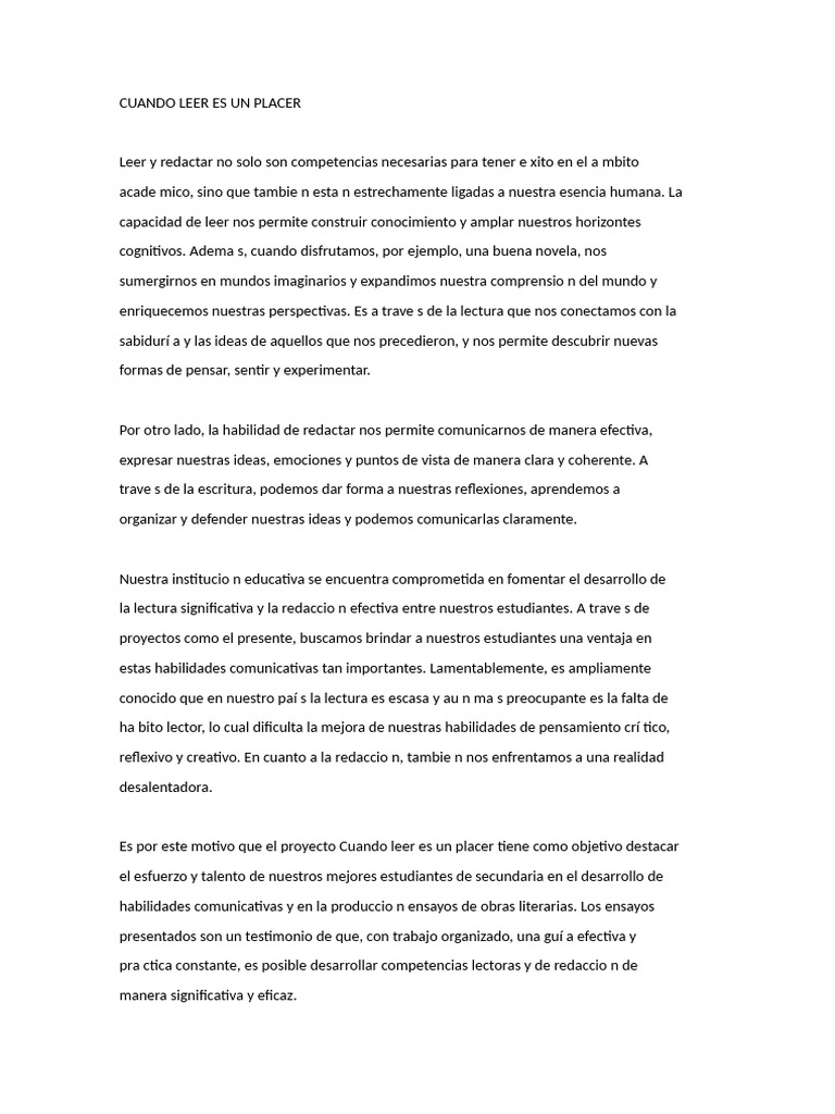 Cuando Leer Es Un Placer | PDF | Ensayos | Pensamiento