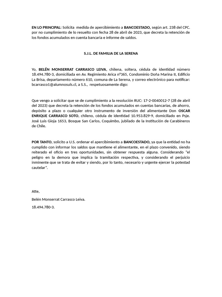 Apercibimiento Banco Estado | PDF Apercibimiento Banco Estado | PDF
