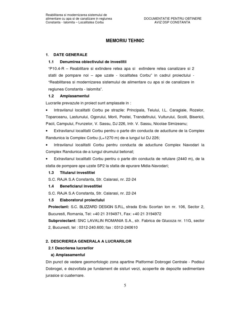 Memoriu Aviz DSP Constanta Corbu | PDF