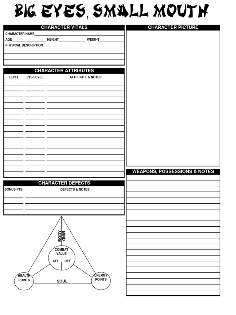 BESM Character Sheet Template | PDF