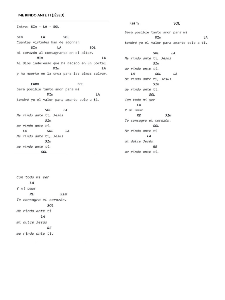 Me Rindo Ante Ti - Jésed Acordes | PDF