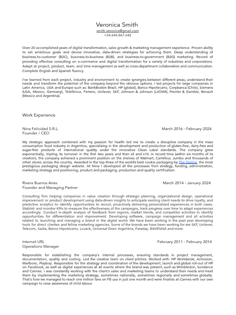 Veronica SG CV GT2024 Eng.1 | PDF | Marketing | Brand