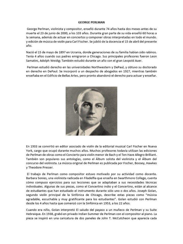 GEORGE PERLMAN Biografia COMPLETO | PDF | Composiciones Musicales