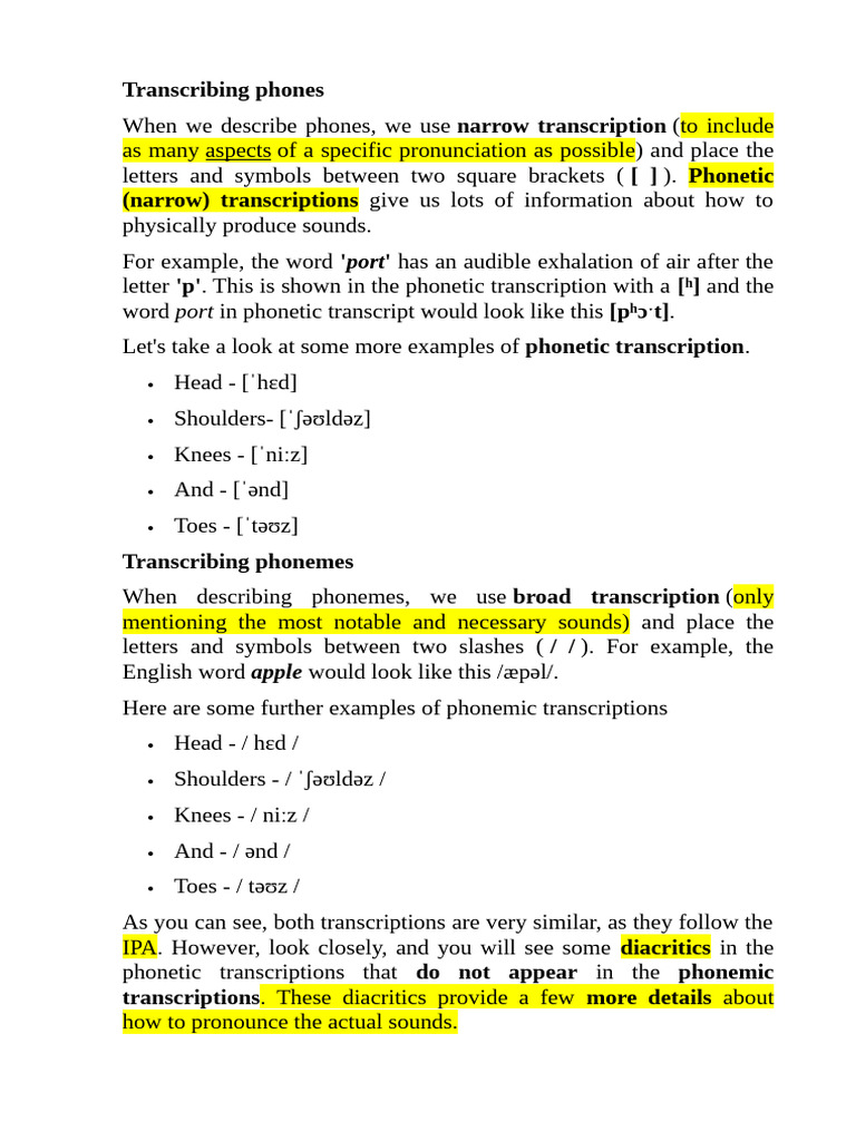 Broad and Narrow Transcription | PDF | Phoneme | Phonology