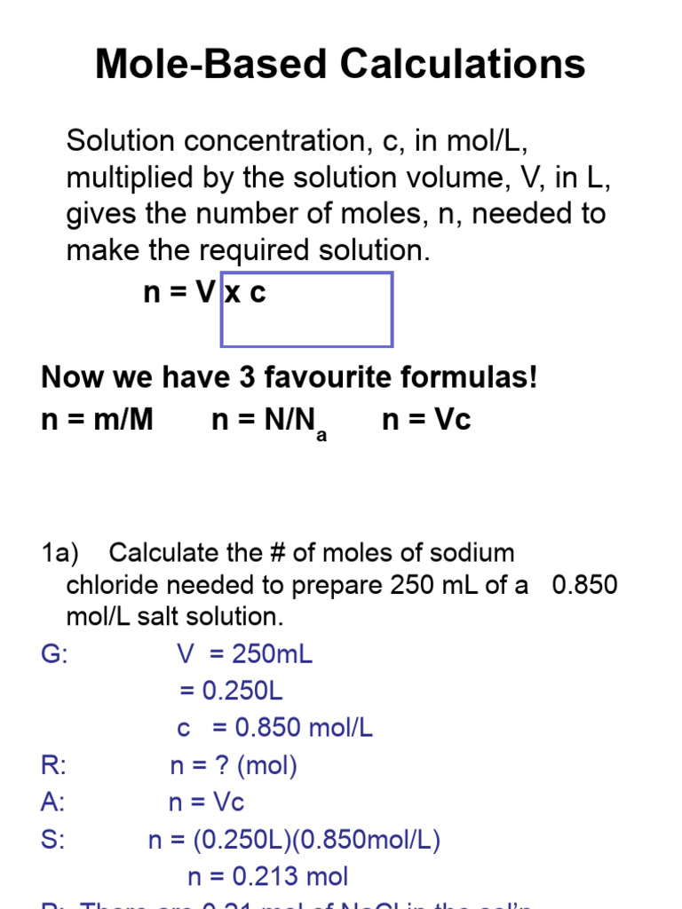 Lesson 4 Mole-Based Calculations (8.3 Part 2) | PDF