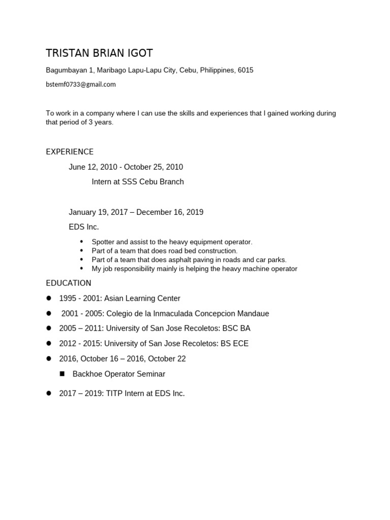 Heavy Equip Op Spotter Resume | PDF | Career & Growth | Business