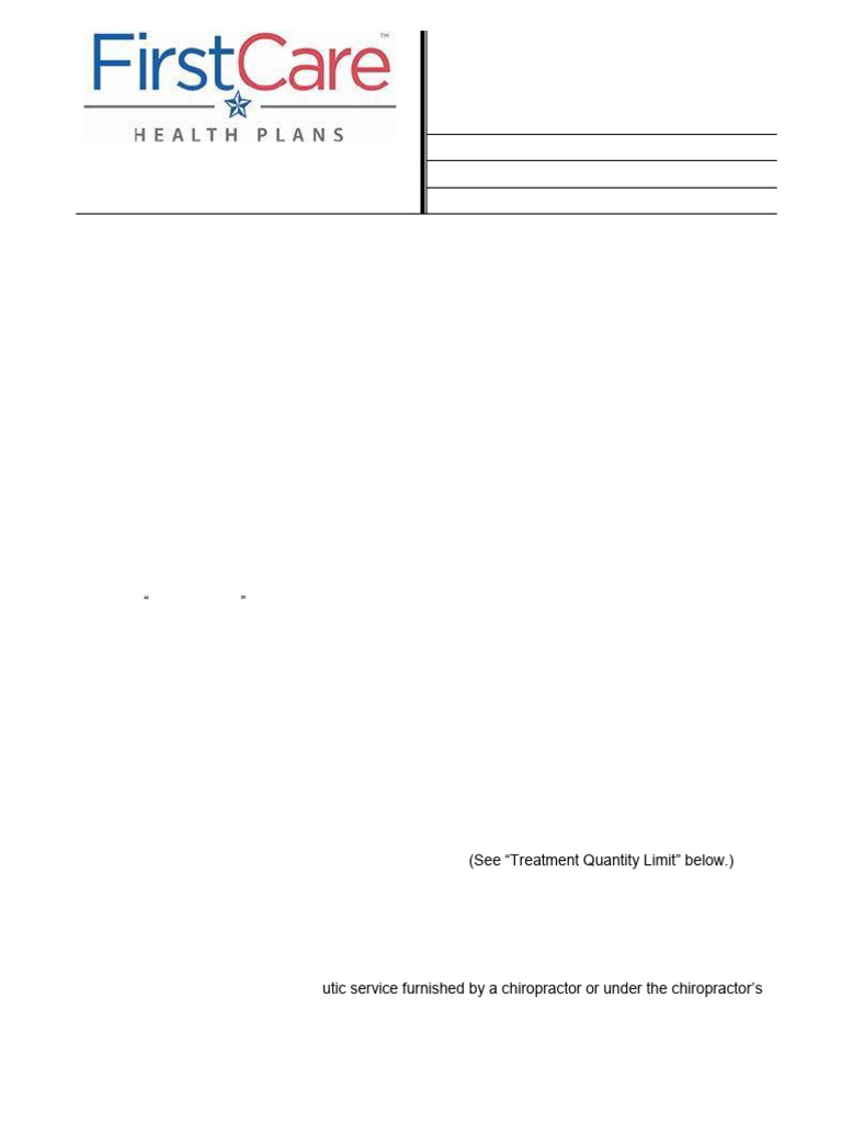 FirstCare Chiropractic Reimbursement Policy | PDF | Vertebral Column | Vertebra