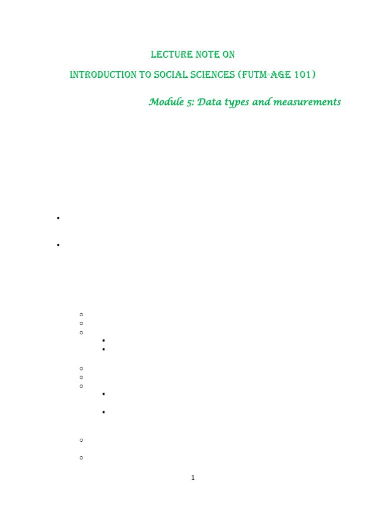 Module 5 Lecture Note (1) | PDF | Level Of Measurement | Data