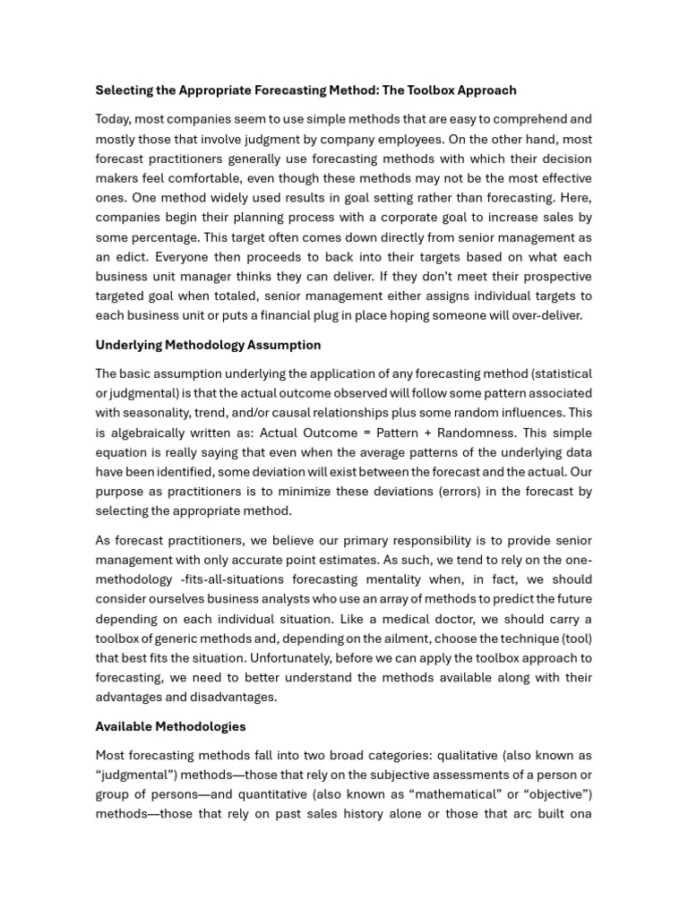 The Toolbox Approach | PDF | Forecasting | Regression Analysis