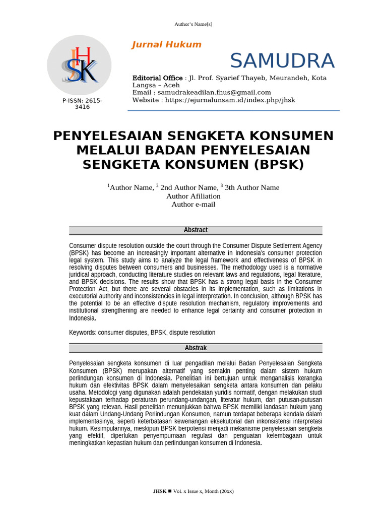 Penyelesaian Sengketa Konsumen Melalui Badan Penyelesaian Sengketa Konsumen (BPSK) | PDF