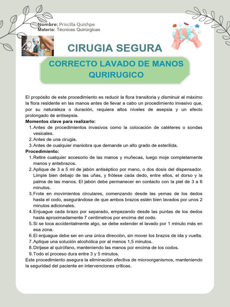 Cirugia Segura Pdf Lavado De Manos Cirugía