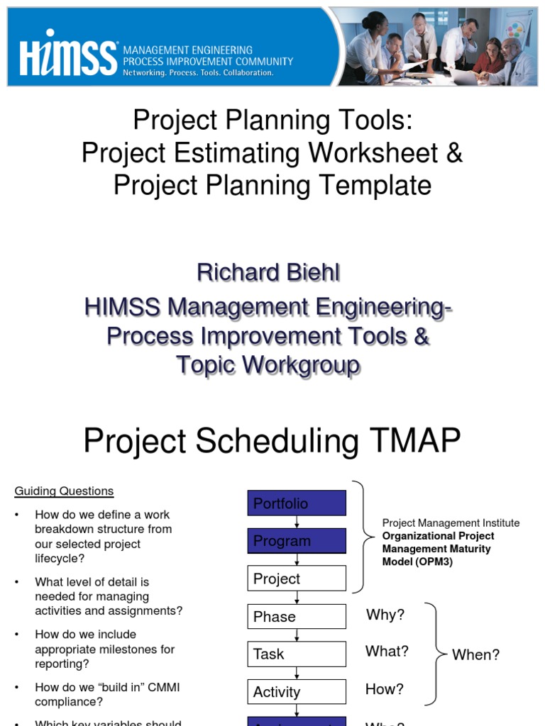 Project Planning Tools: Project Estimating Worksheet & Project Planning ...