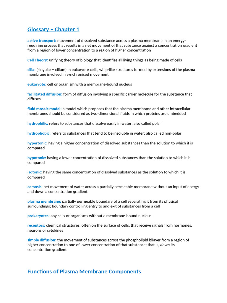 Glossary | PDF | Cell Membrane | Cell Signaling