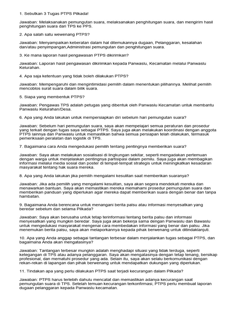 Contoh Soal Wawancara PTPS | PDF | Ilmu Sosial