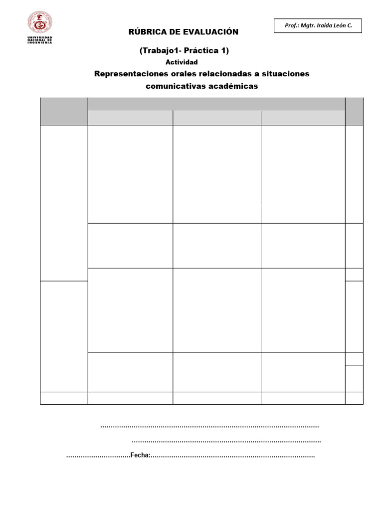 Rúbrica de Eval. Trabajo 1 (Práctica 1) | PDF | Comunicación no verbal | Semiótica