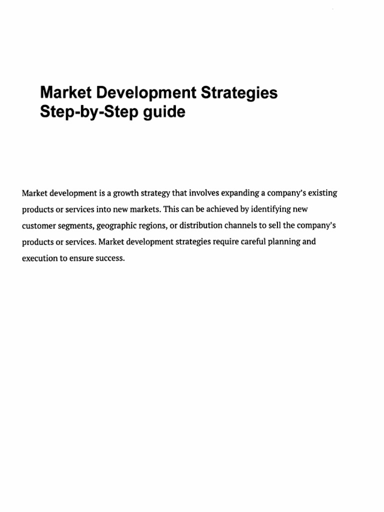 1 - Market Development Strategies Step-by-Step Guide | PDF
